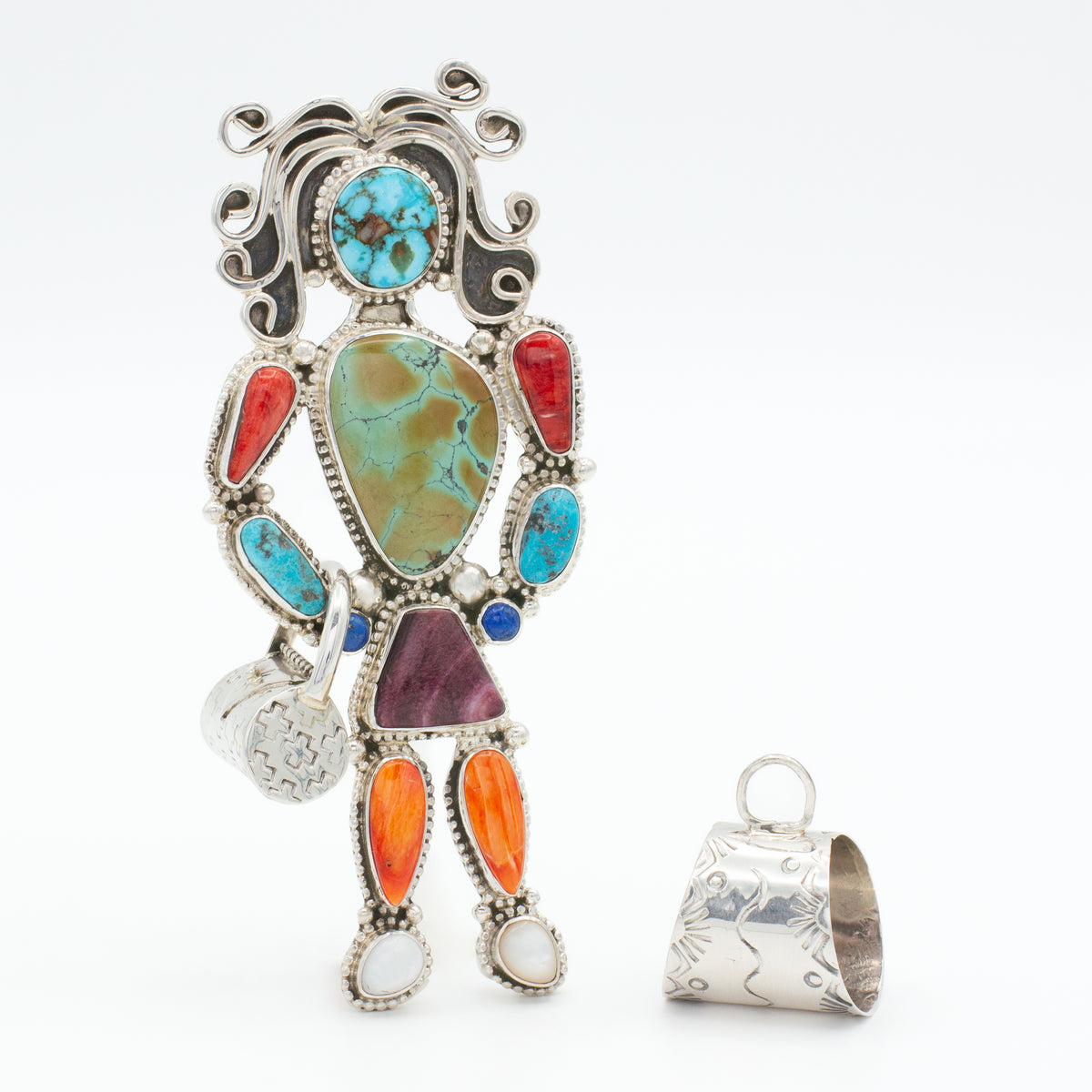 Tonya June Rafael 'Lady June' Multi-Stone Inlay Shepherd's Hook Pendan