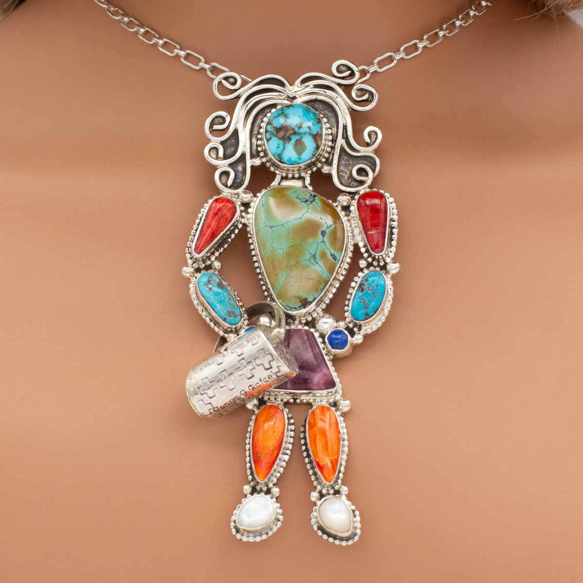 Tonya June Rafael 'Lady June' Multi-Stone Inlay Shepherd's Hook Pendan