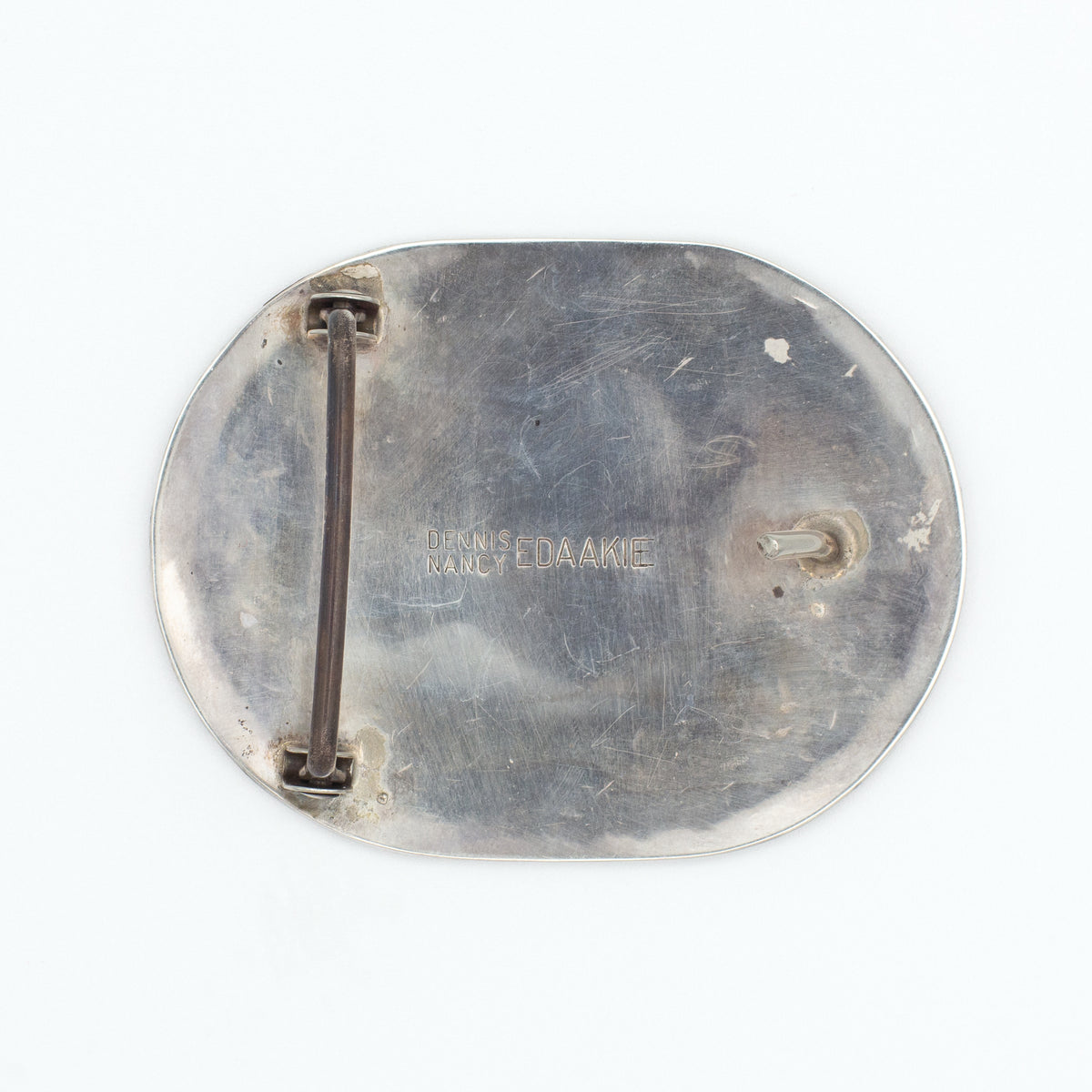 Dennis Edaakie Zuni Handmade Sterling Silver Koshare Clown Inlay Belt