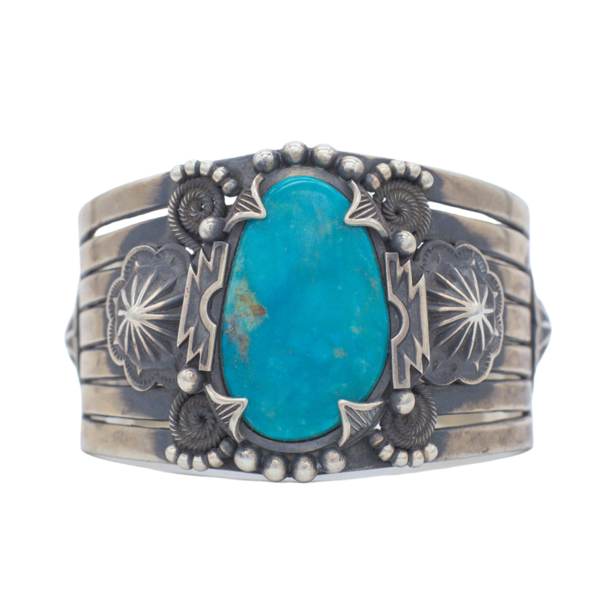 Delbert Gordon Navajo Handmade Sterling Silver Turquoise Bracelet