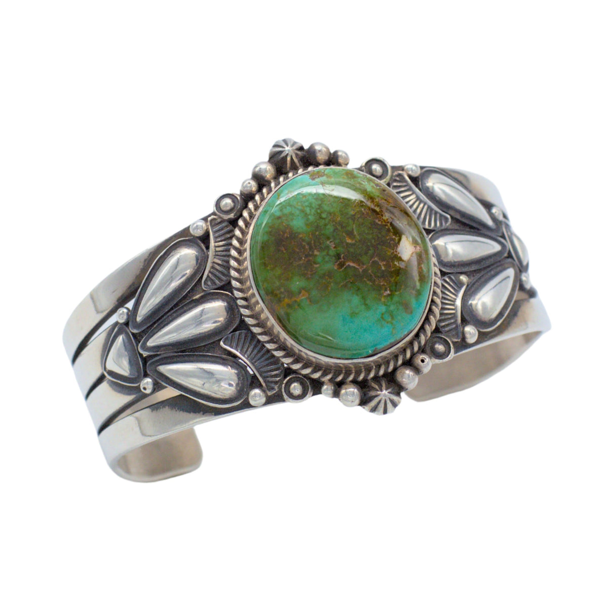 Derrick Gordon Navajo Handmade Sterling Silver Royston Turquoise Brace