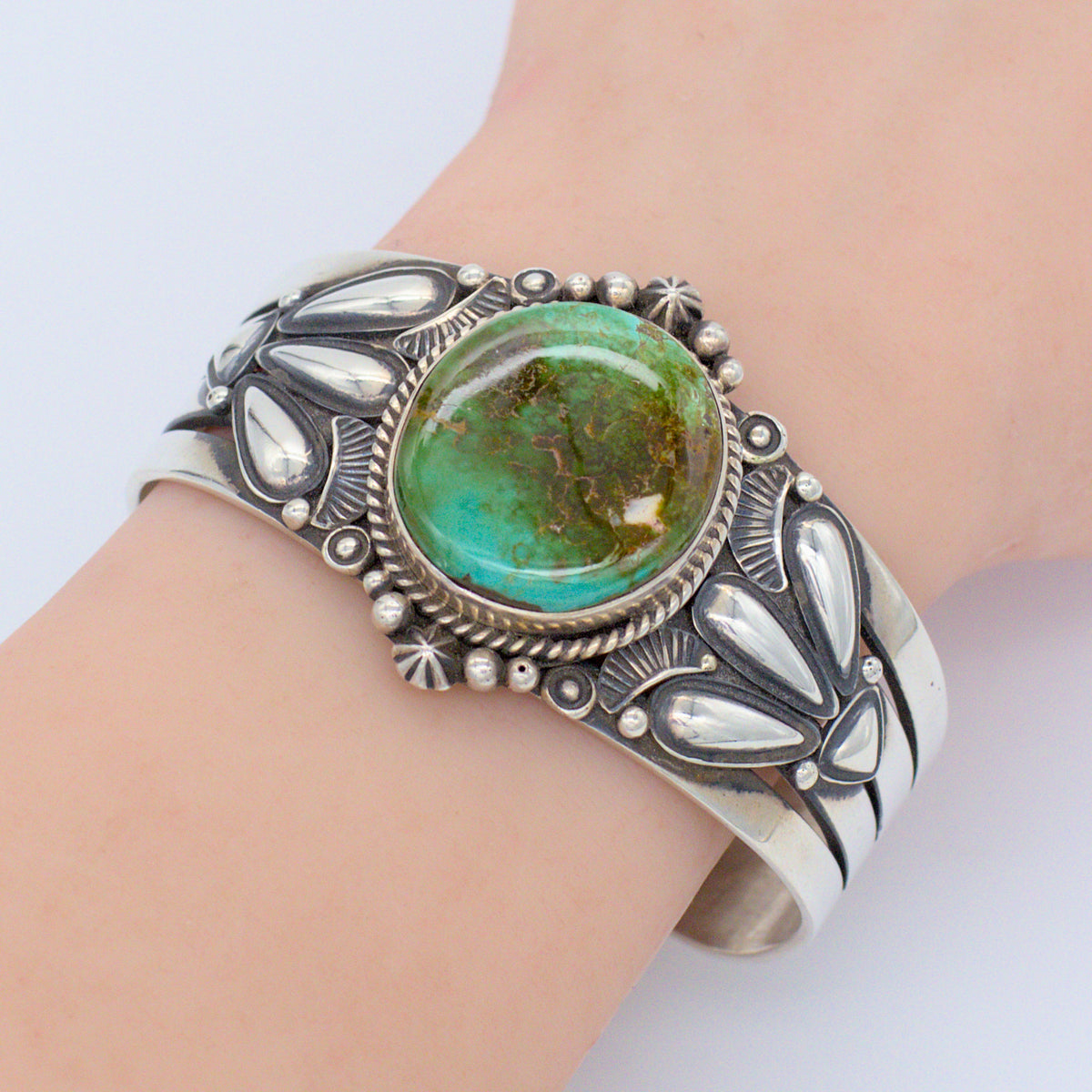 Derrick Gordon Navajo Handmade Sterling Silver Royston Turquoise Brace
