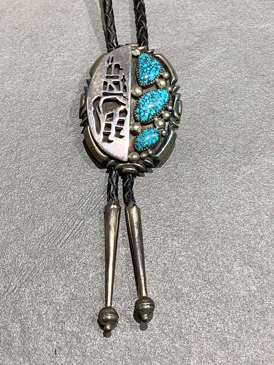 Wilson Begay Navajo Natural Turquoise Sterling Silver Bolo
