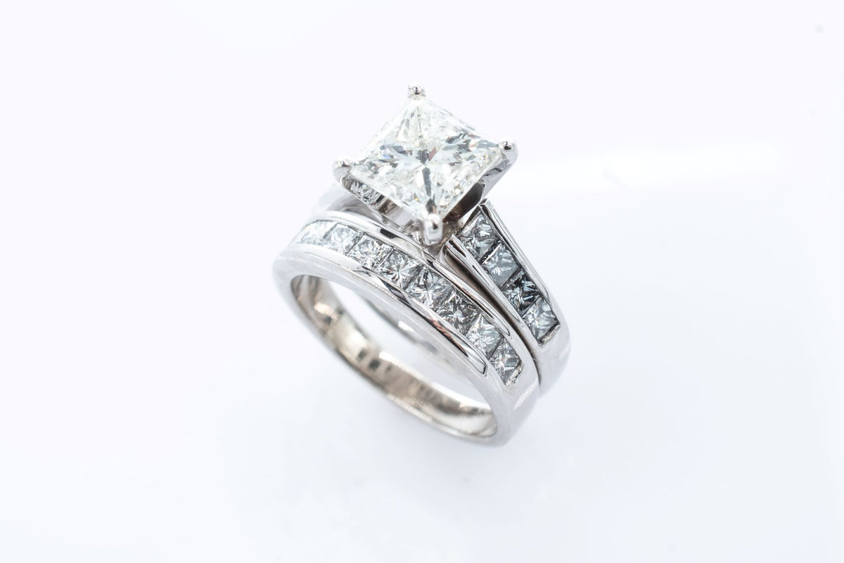 2 ct Princess Cut Diamond Wedding Set